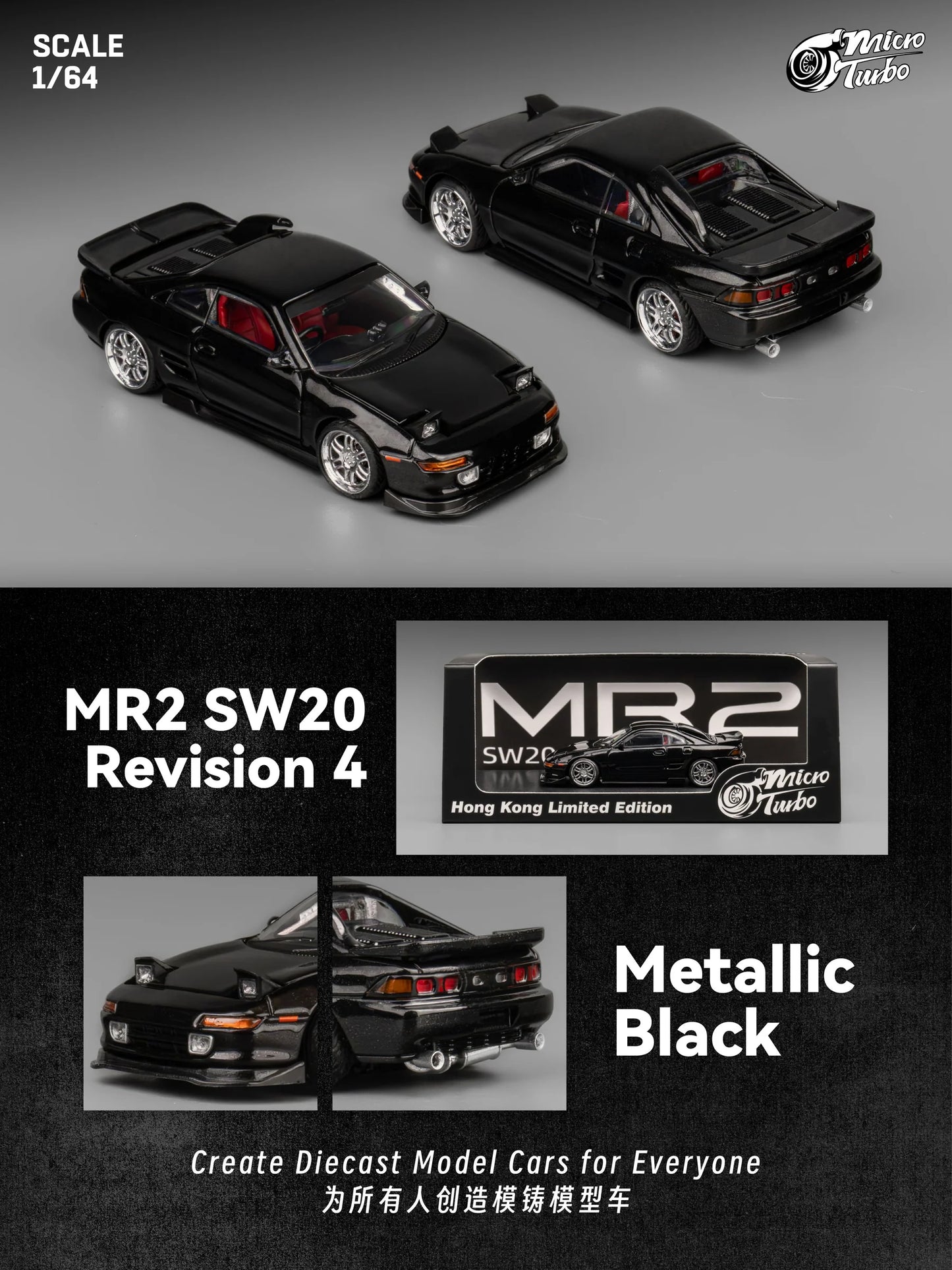 1/64 - Custom MR2 SW20 Hong Kong Limited Edition - Metallic Black - Mi ...